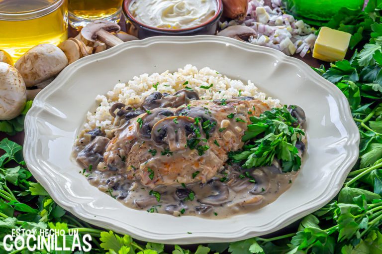 Receta de pavo en salsa de requesón, champiñones y sidra